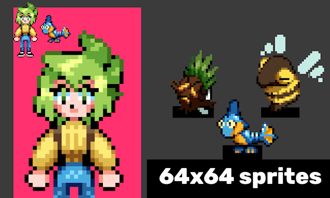 Make 64x64 pixelart sprites by Mechano_ | Fiverr