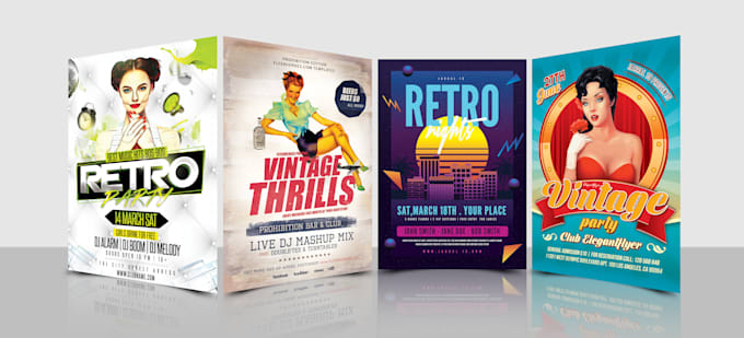 Design high quality 80s 90s, retro vintage, club, party, flyer or ...