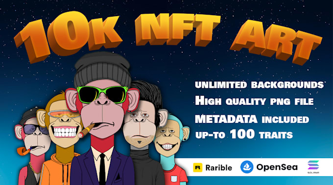 Draw and generate 10,000 nft art collections by Monkeyone101 | Fiverr
