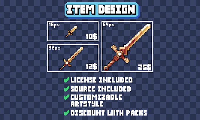 Create a pixel art item sprite for your game by Rimupixels | Fiverr