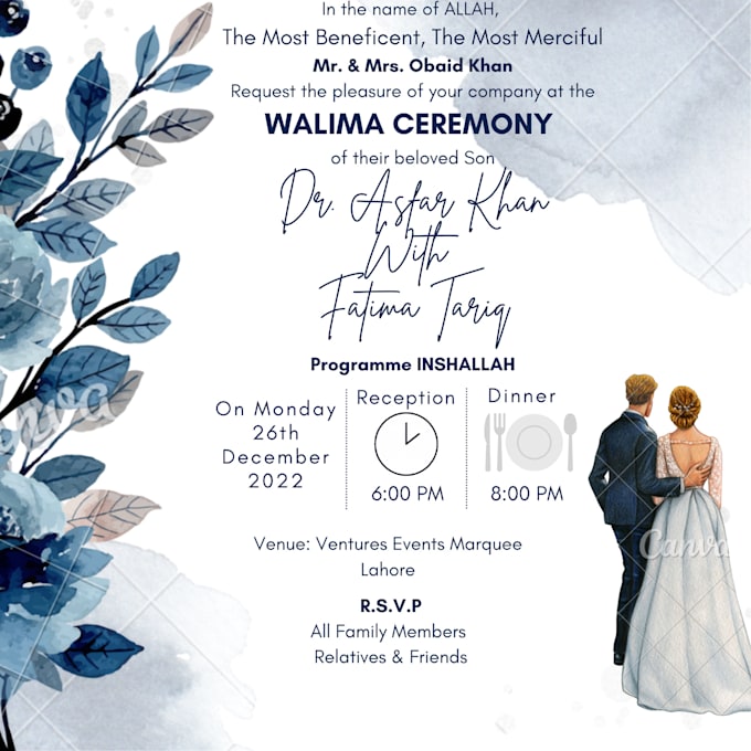 Make customized wedding invitation card with illustration by ...