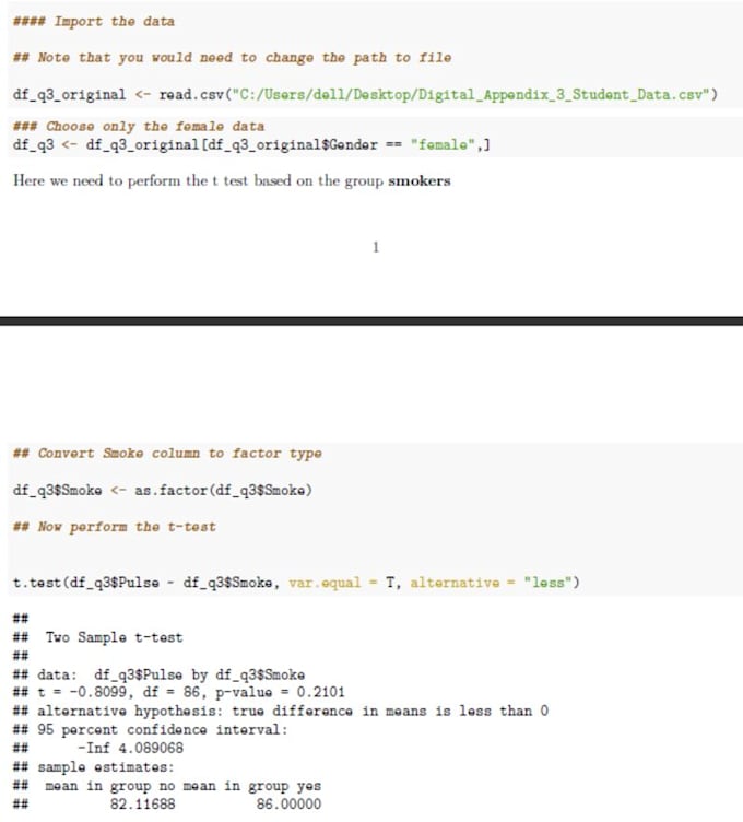 Perform hypothesis testing and confidence intervals by Rohan_1725 | Fiverr