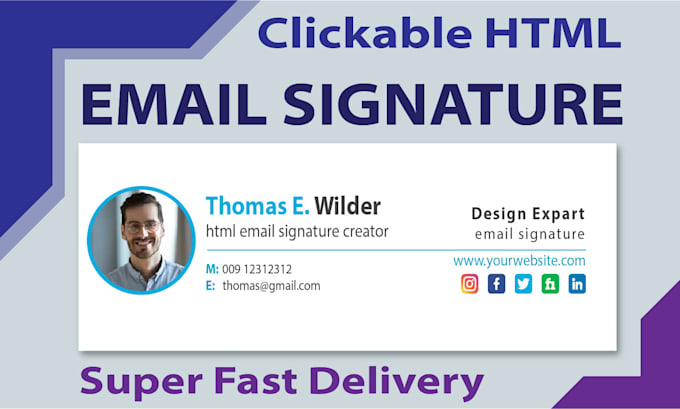 Design modern and clickable html email signature by Shorifsa | Fiverr