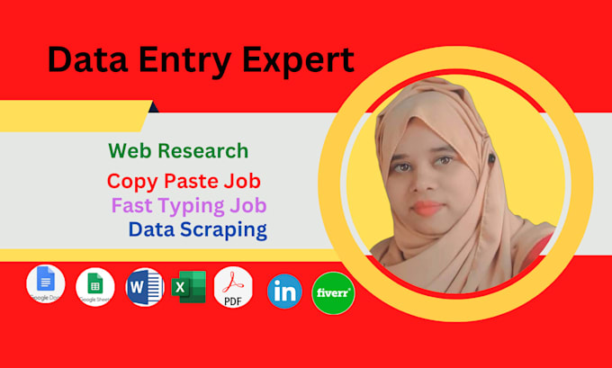 Do perfect data entry,web research,copy paste job by Lucky38200 | Fiverr