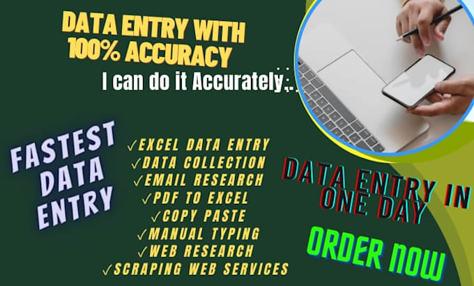 Do fastest data entry in one day and internet research, copy paste work ...