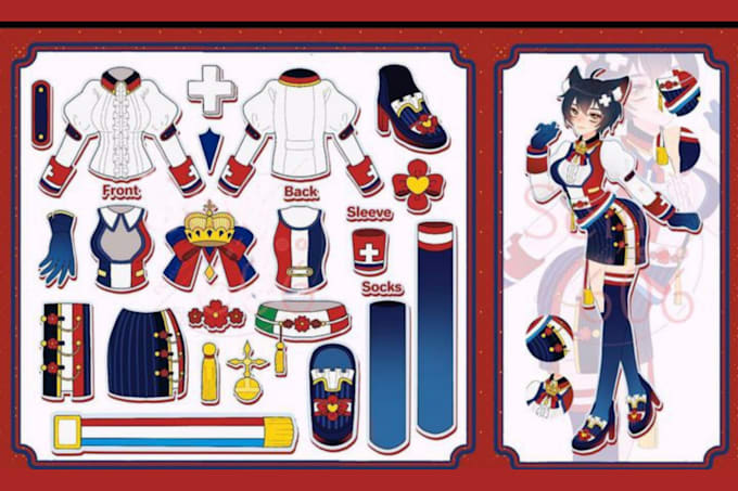 Design a reference sheet anime vtuber and vrchat character, chibi ...