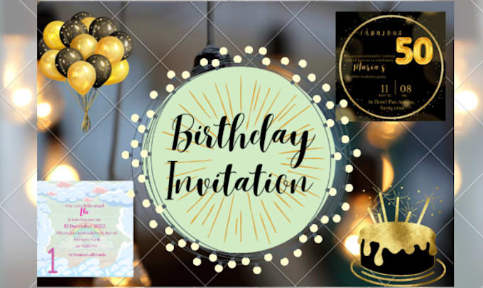 Design an elegant birthday party invitation cards by Shrvani | Fiverr