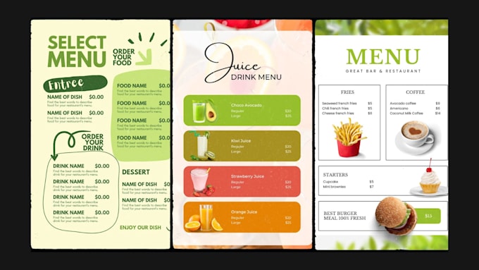Design attractive menu card for your restaurant by Priti_kairi | Fiverr