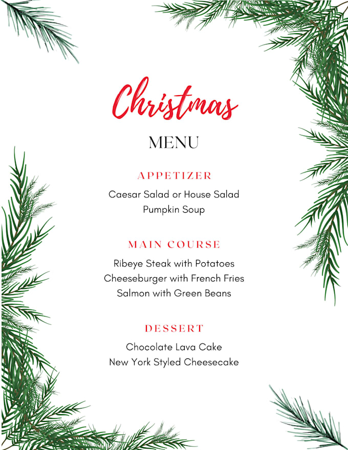 Create your menu for tipping or food by Meganaltenburg | Fiverr