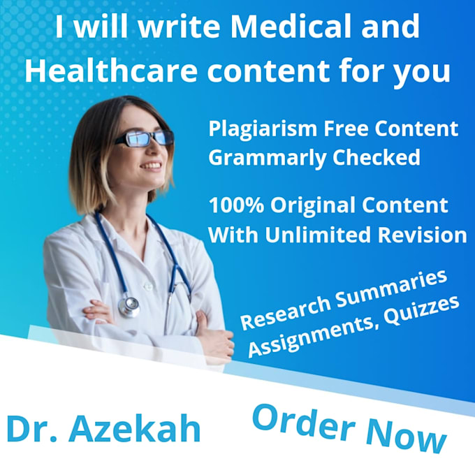 Write medical, health, gyanecology, diseases and plagiarism free ...