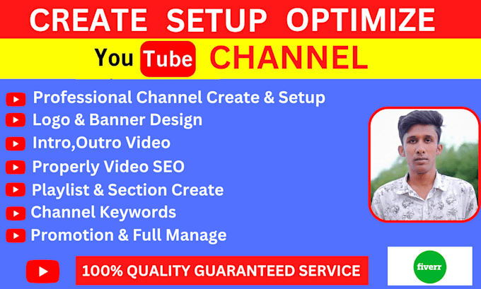 Create and setup youtube channel with logo, banner, intro, outro, and seo by Roman735123 | Fiverr