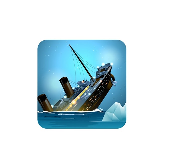 Do an icon of the titanic sinking famous logo for escape titanic app by ...