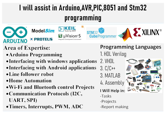 Assist in arduino,avr,pic,stm32,8051,iot projects and coding by Vlsi ...