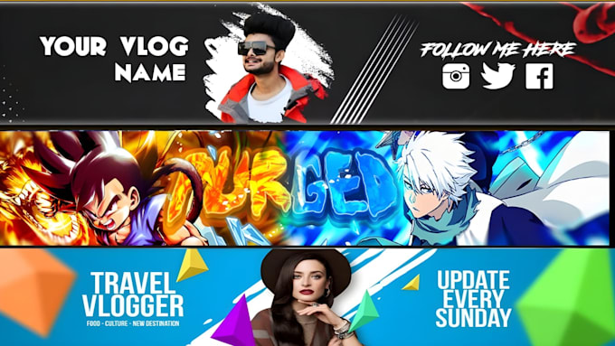 Design a premium youtube banner art for you by Raghu326 | Fiverr