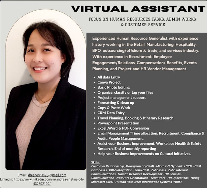 Provide excellent virtual assistant services by Itsandrea13 | Fiverr
