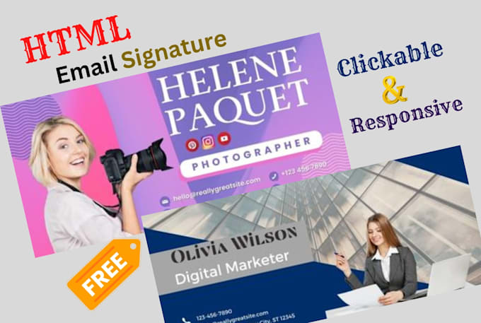 Create your html signature email template clickable outlook by ...