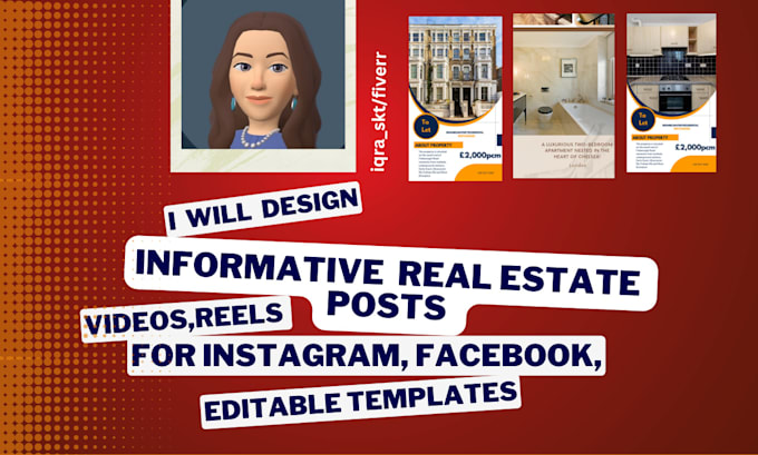 Design informative real estate instagram, facebook posts, videos, canva ...