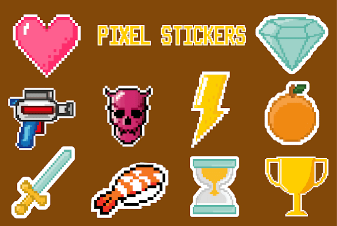 Create pixel art stickers for you by Aqib_exprt | Fiverr