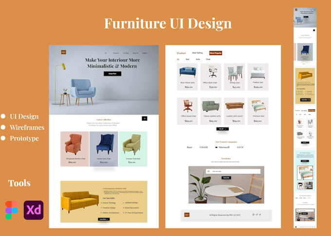Do clean web ui, landing page, website ui ux design in figma by ...