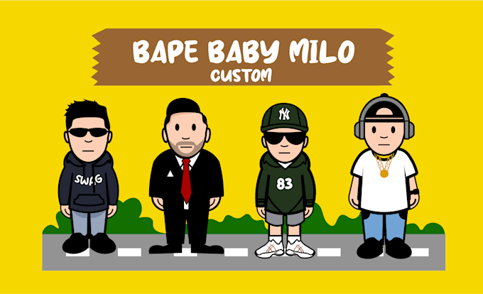 Draw cool bape baby milo character for you by Aldvisual | Fiverr