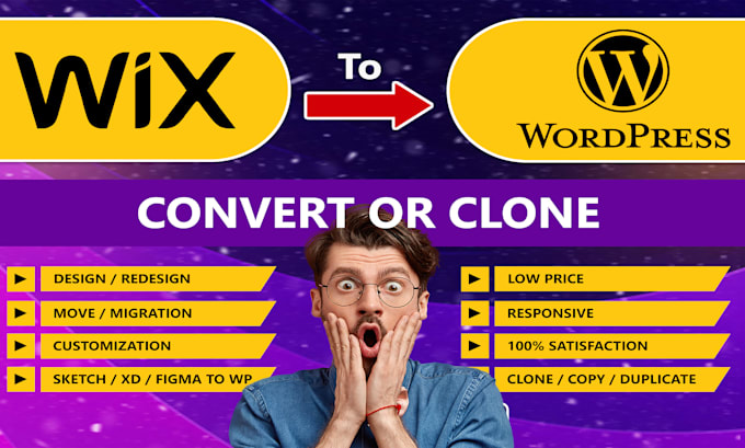Convert clone or transfer wix, weebly, webflow, squarespace to wordpress website by Sangetha ...