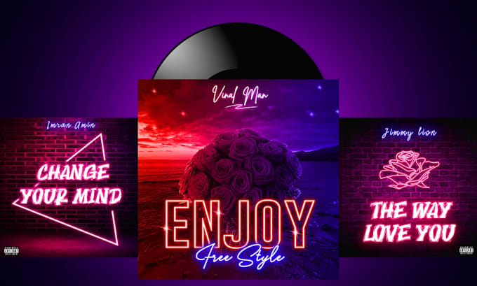 Design neon album cover single cover mixtape cover art by Imranamin62 ...