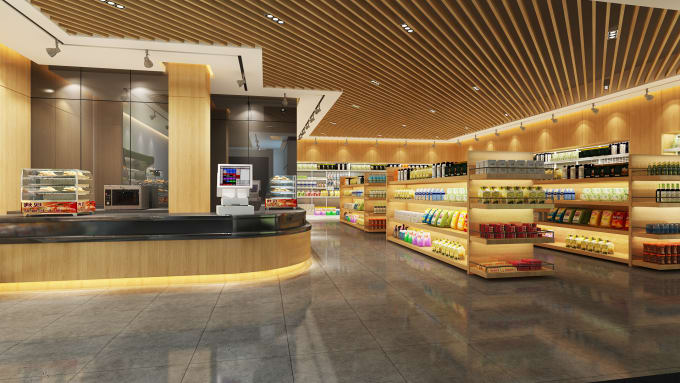 3d design render retail stores, supermarkets interior exterior by ...