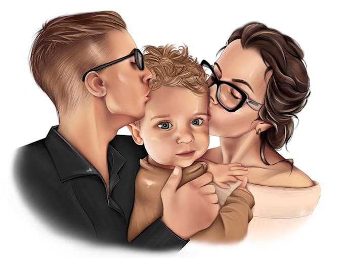 Create a digital portrait painting illustration, from picture by ...