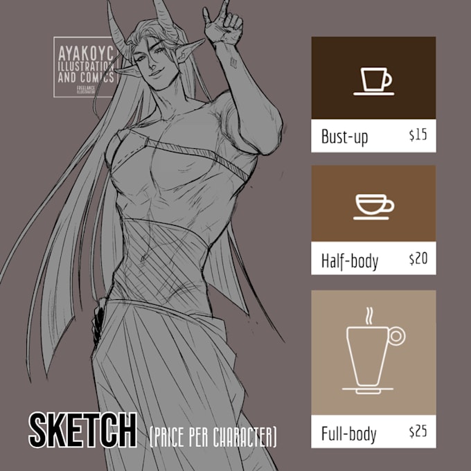 Design you a commission sheet to sell your art by Ayakoyc | Fiverr