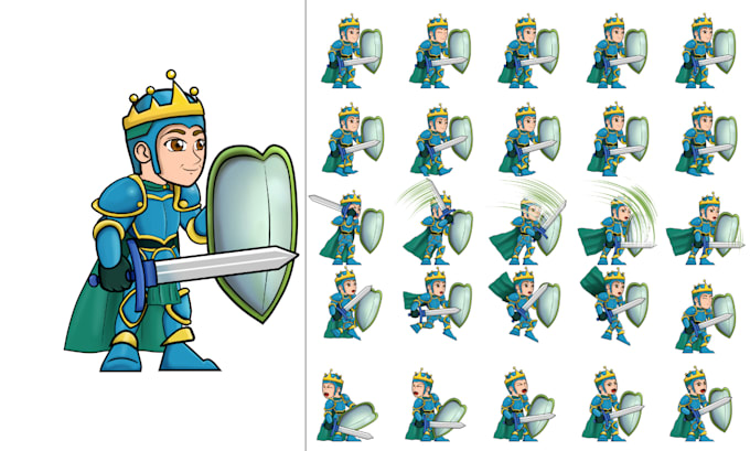 Disegna un personaggio del gioco 2d con il foglio sprite