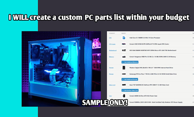 Create a custom pc parts list within your budget by Ainisoww | Fiverr