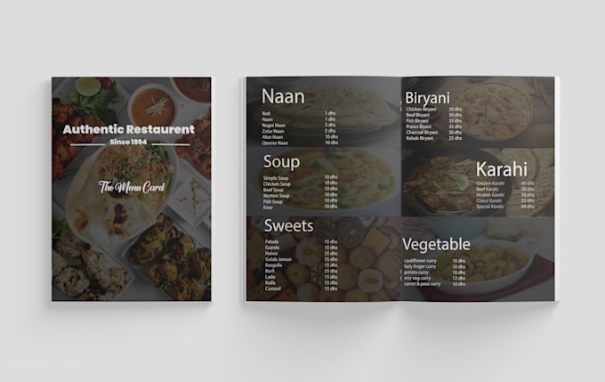 Design a unique and creative menu card for your restaurant by ...