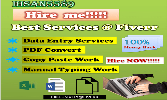 Make pdf conversion, copy paste , manual typing ,data entry by ...