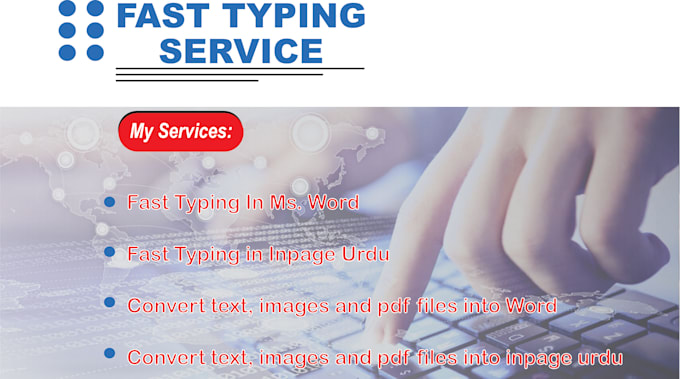 Fast type in ms word and inpage by Abdurrehman767 | Fiverr