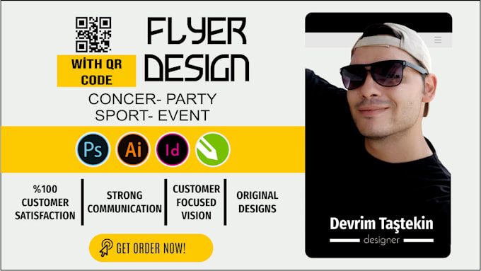 Design concer party business event flyer poster with qr code by ...