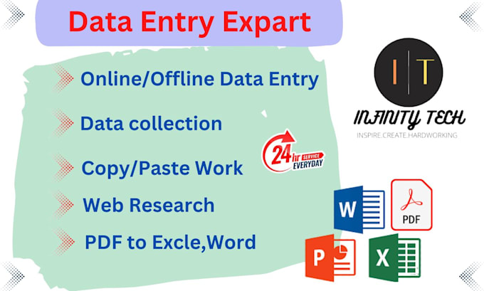 Do data entry, copy paste, web research, convert pdf by Infinity_tech01 | Fiverr