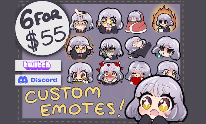 Make cute funny custom emotes by Kahrii | Fiverr