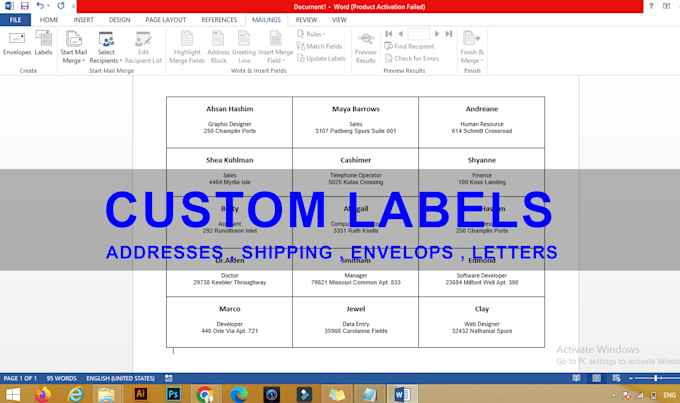 Create 1000 avery labels addresses, envelopes for mail merge by ...
