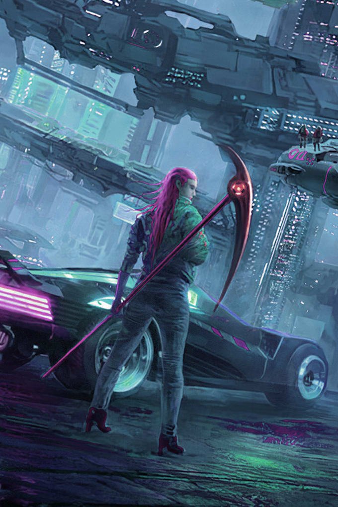 Draw cyberpunk art illustration for you by Jeaniquejouber | Fiverr