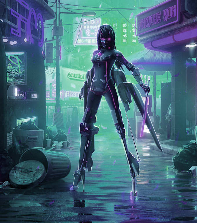 Draw cyberpunk art illustration by Lesedigrobler | Fiverr