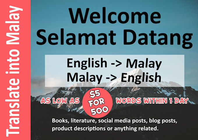 Translate english into malay or malay into english by Moazzem10 | Fiverr
