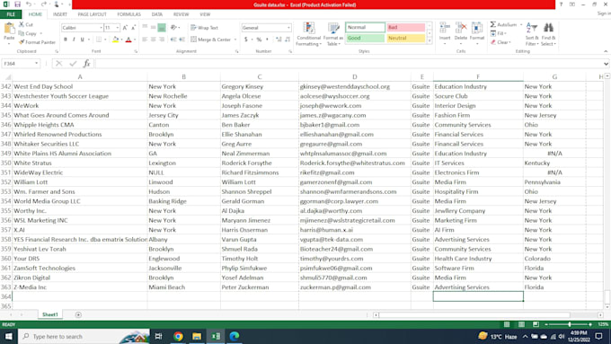 Do microsoft excel, data cleaning, data formatting by Zafarali983 | Fiverr