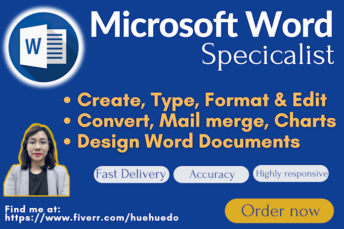 Design files, type, edit, convert, mail merge, insert chart by Huehuedo | Fiverr