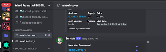 Make a discord channels mirror bot for solana nft projects by Blockoin | Fiverr