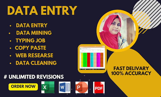 Do your data entry , copy and pasting works properly by Afroza90 | Fiverr