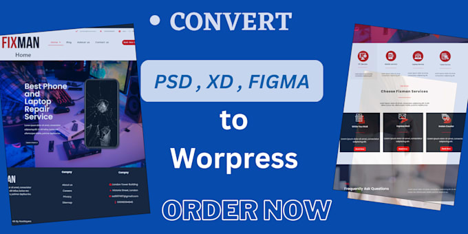 Convert xd, figma, psd to wordpress website with elementor by Adilmohana | Fiverr