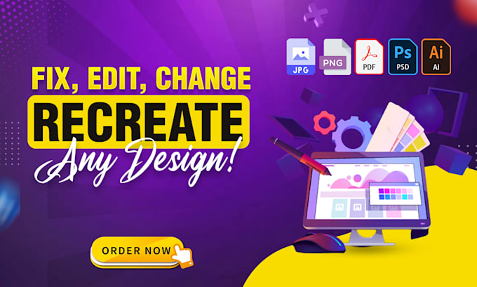 Fix, edit, modify logo, psd ai, do graphic design illustrator and ...