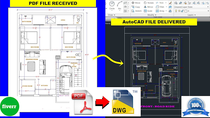 Convert pdf and jpg drawings to autocad dwg files by Riazulhsn | Fiverr