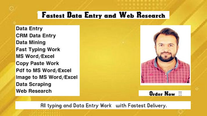 Do fastest data entry and internet research by Dataentry619 | Fiverr