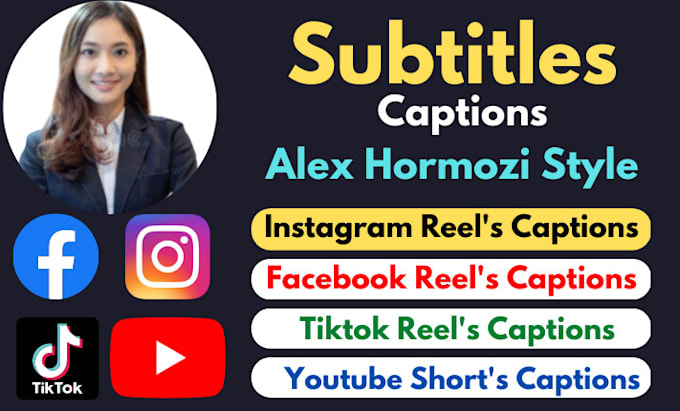 Add instagram, fb, tiktok reels or yt shorts subtitle caption alex hormozi style by Pro_captions ...